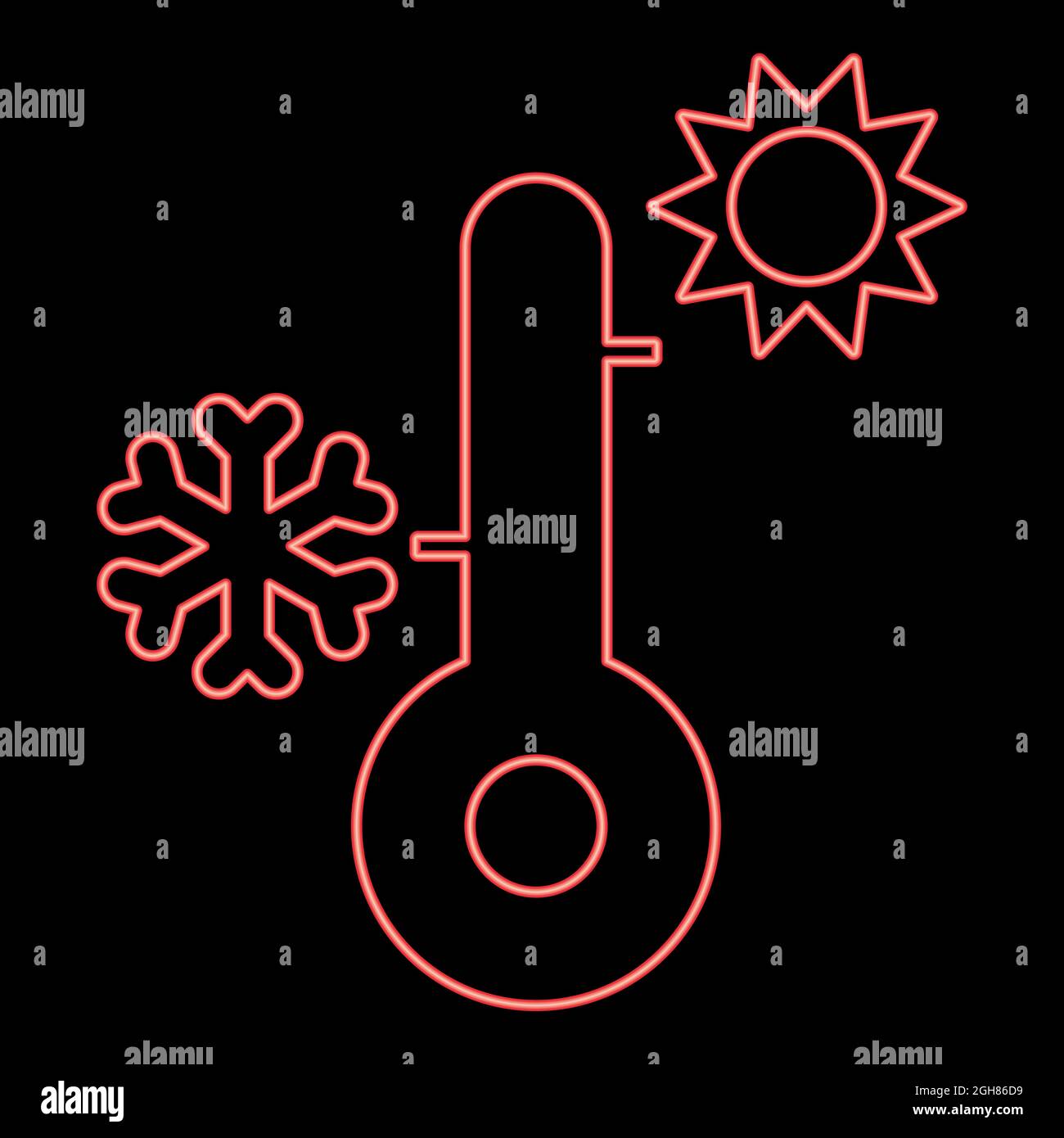 Neon thermometer red color vector illustration flat style light image ...