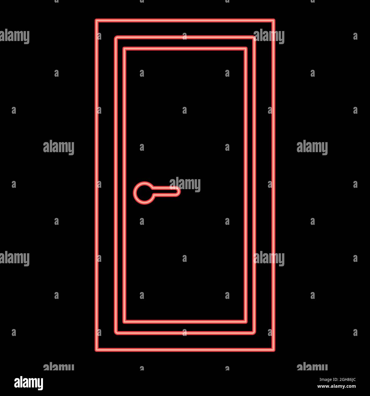 Neon door red color vector illustration flat style light image Stock ...