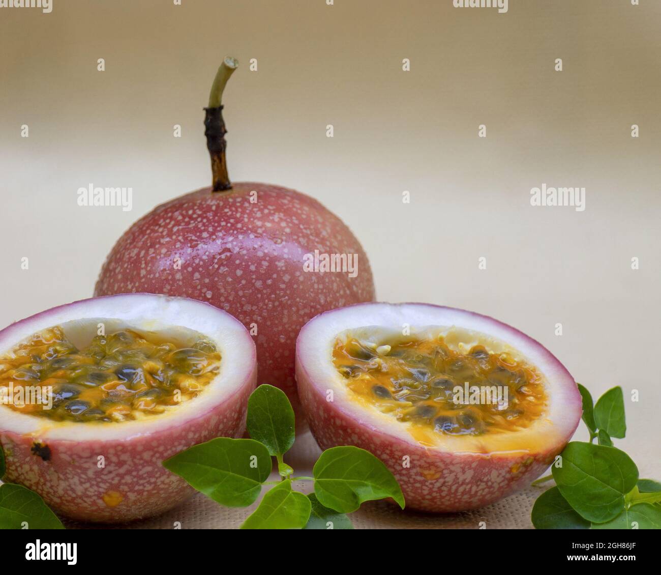 Organic Passiflora edulis or Purple passion fruit Stock Photo - Alamy