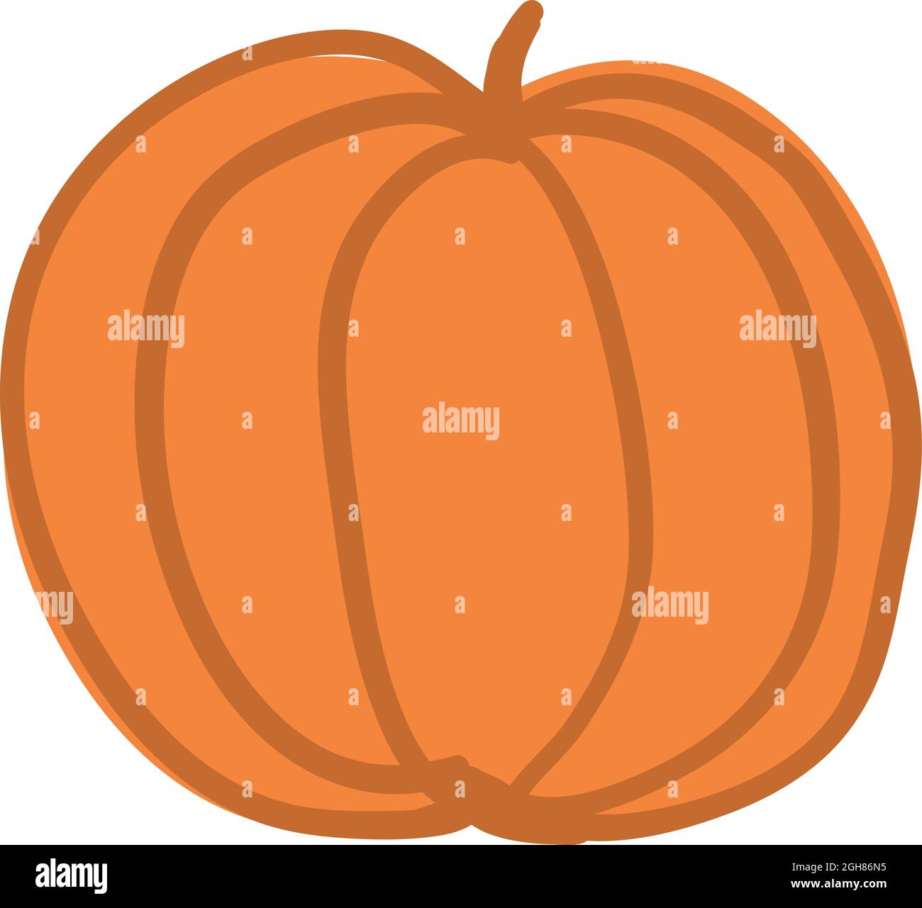 handdrawn orange pumpkin doodle on white background. Vector ...