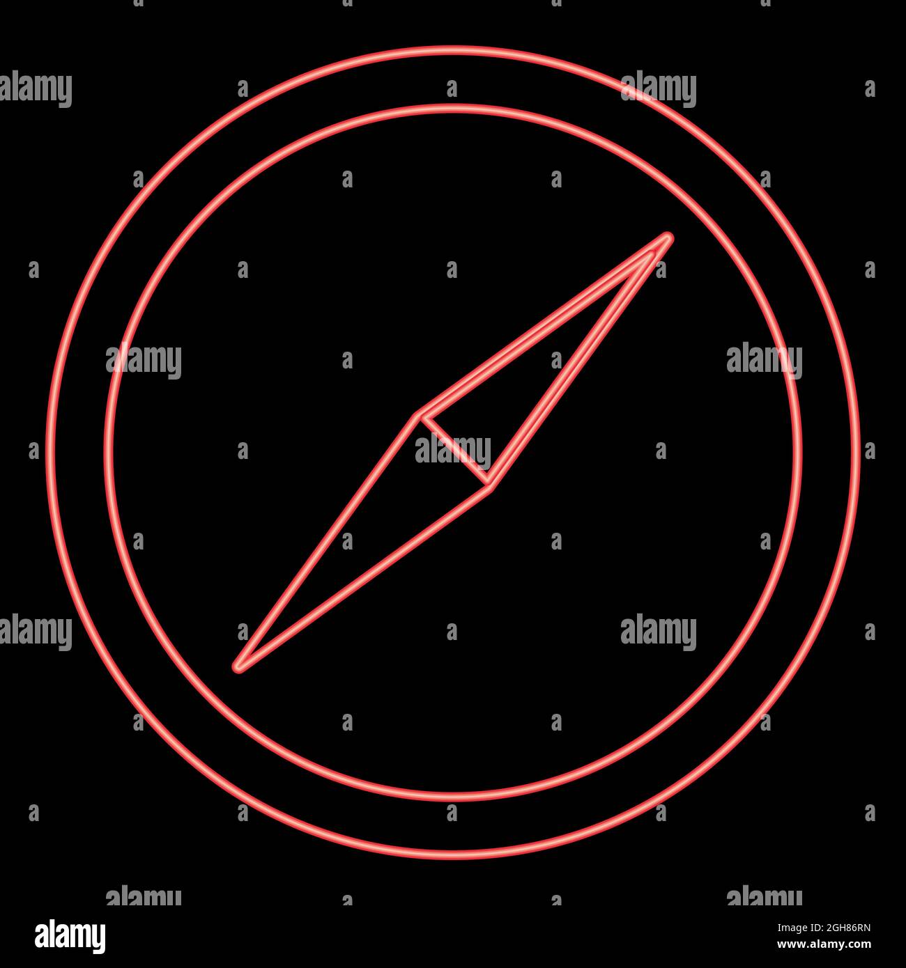 Neon compass red color vector illustration flat style light image Stock ...