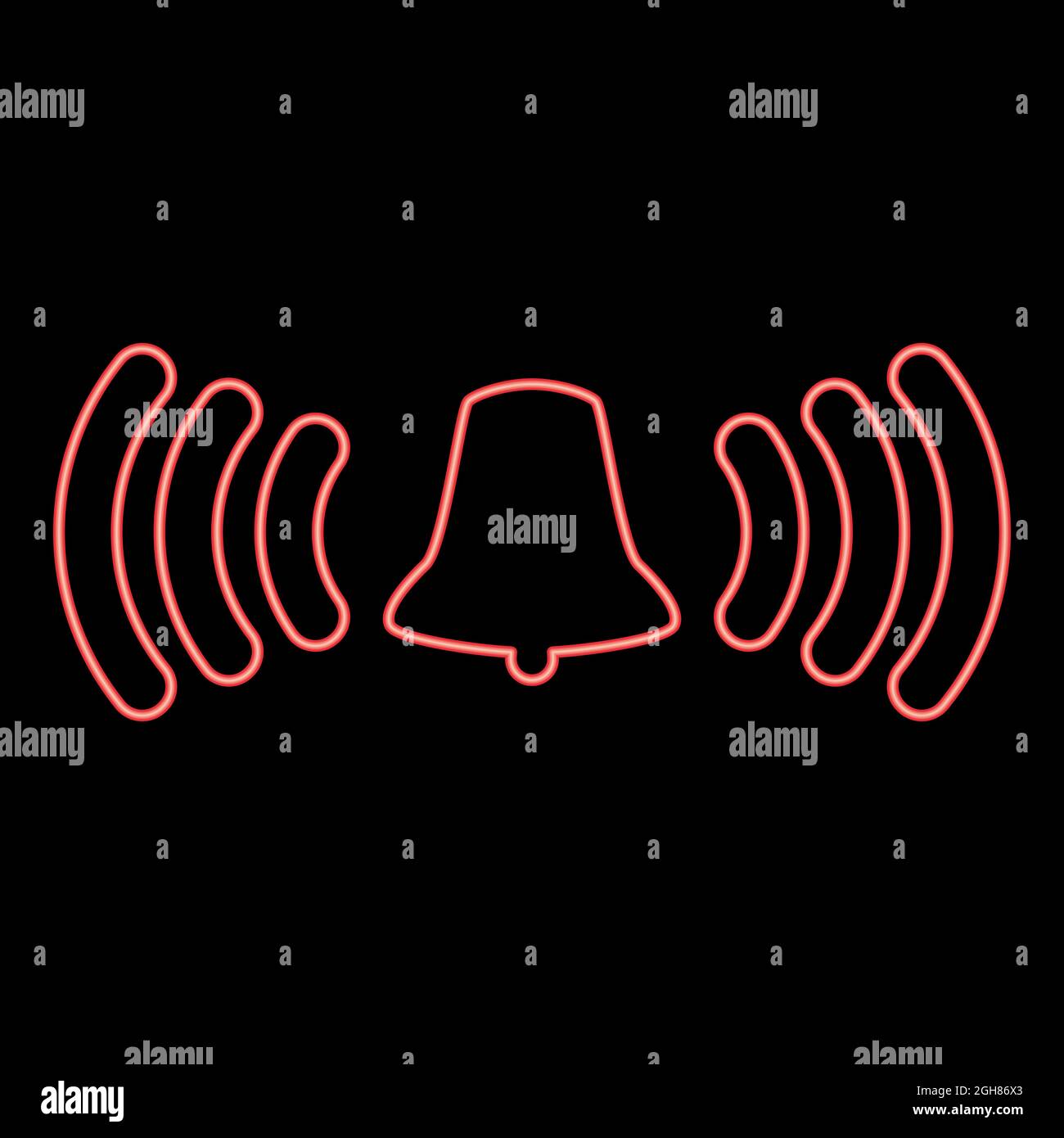 Neon ringing bell red color vector illustration flat style light image ...