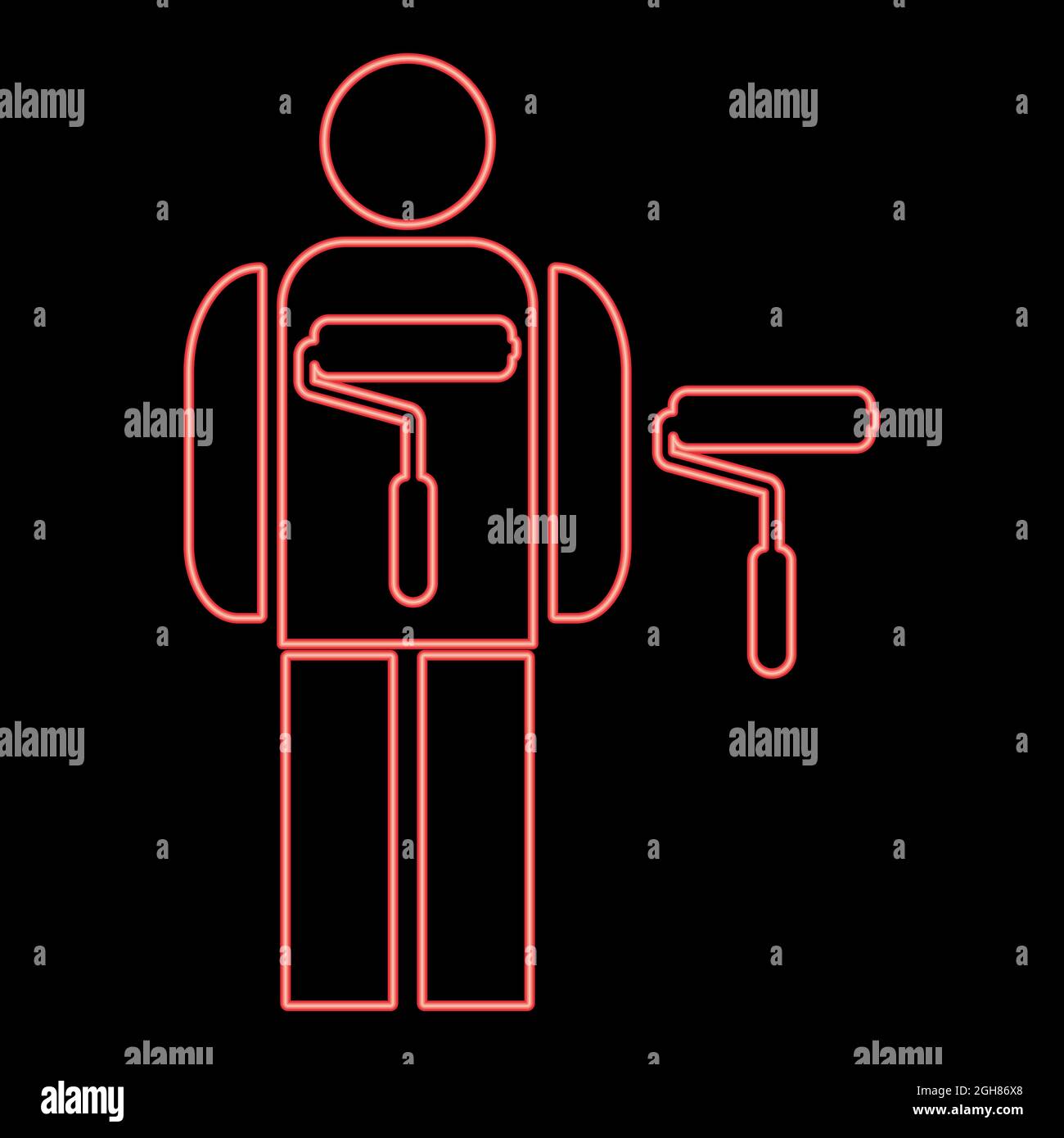 Neon painting master red color vector illustration flat style light ...