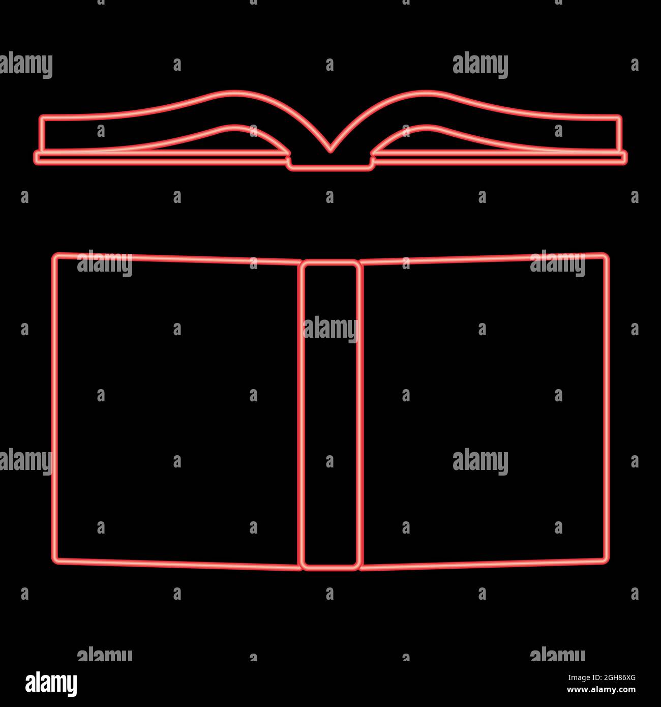 Neon book red color vector illustration flat style light image Stock ...
