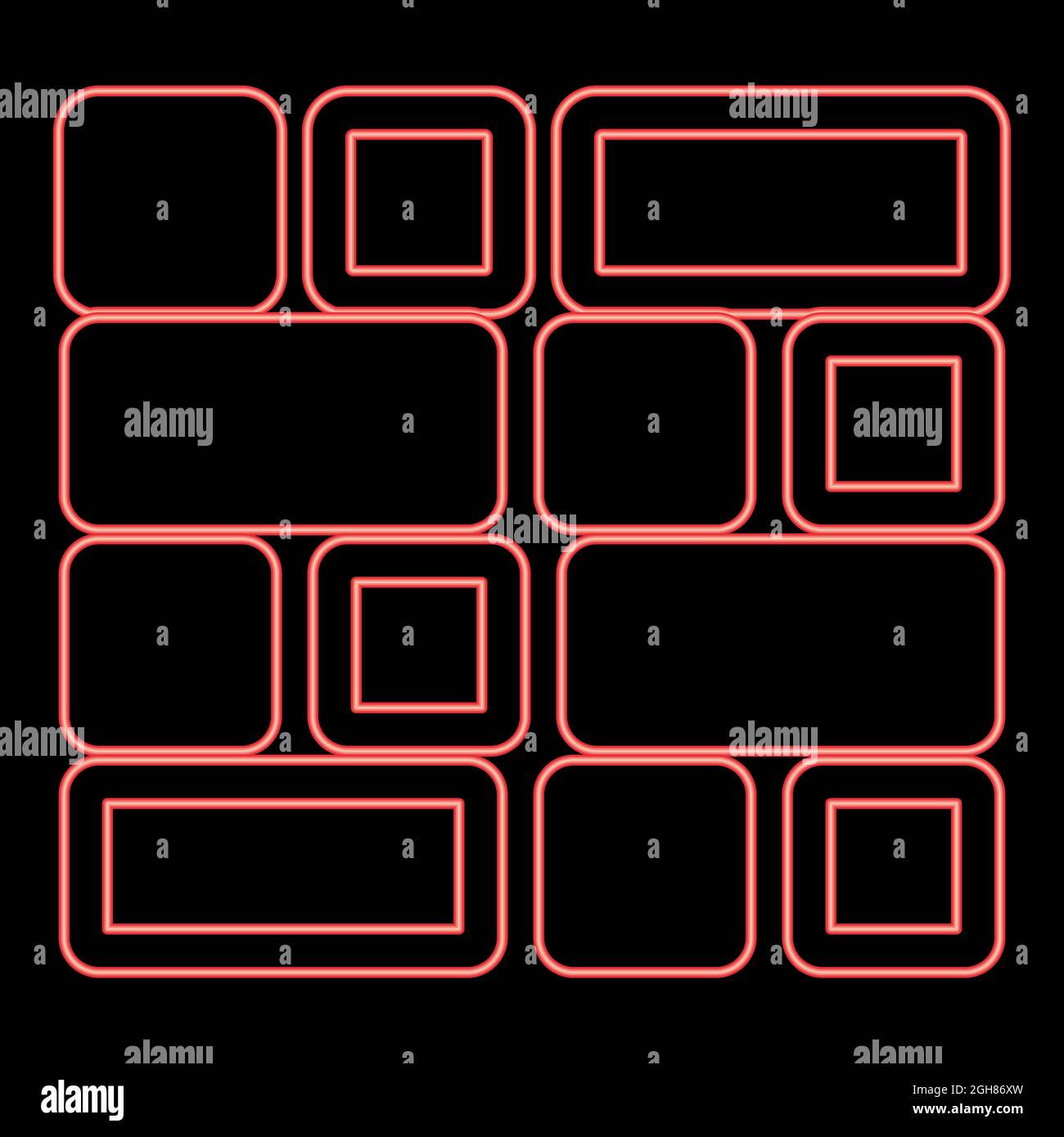 Neon tile red color vector illustration flat style light image Stock ...