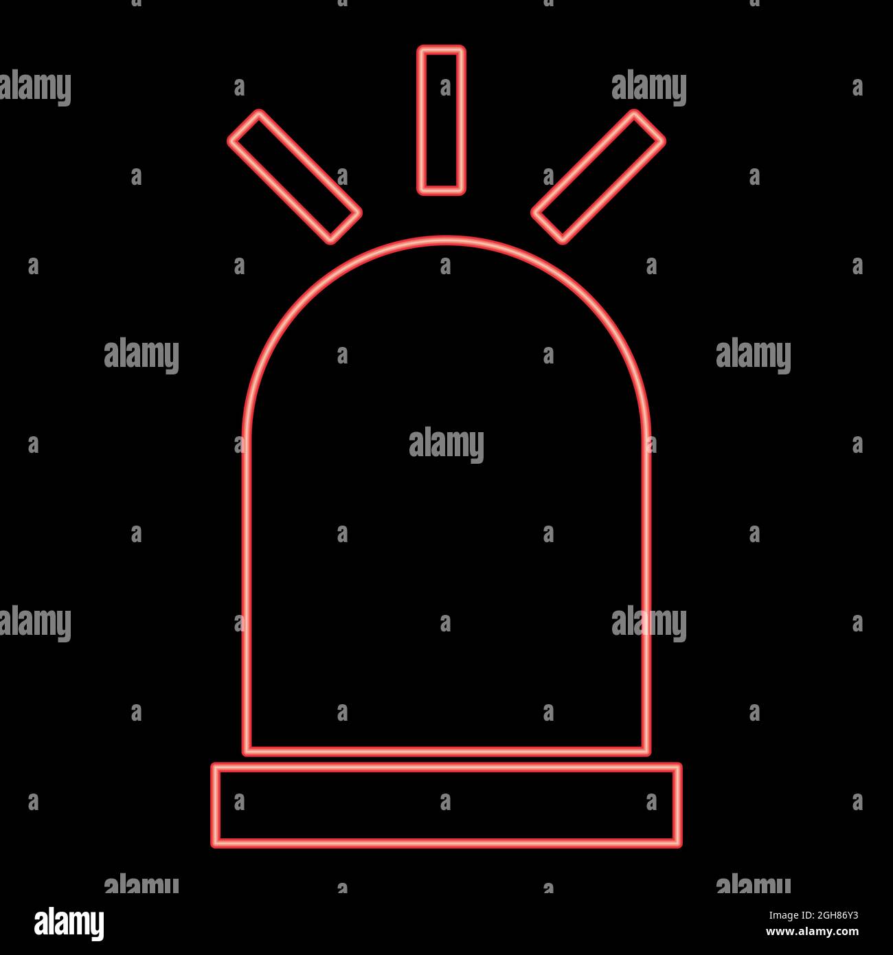 Neon siren red color vector illustration flat style light image Stock ...