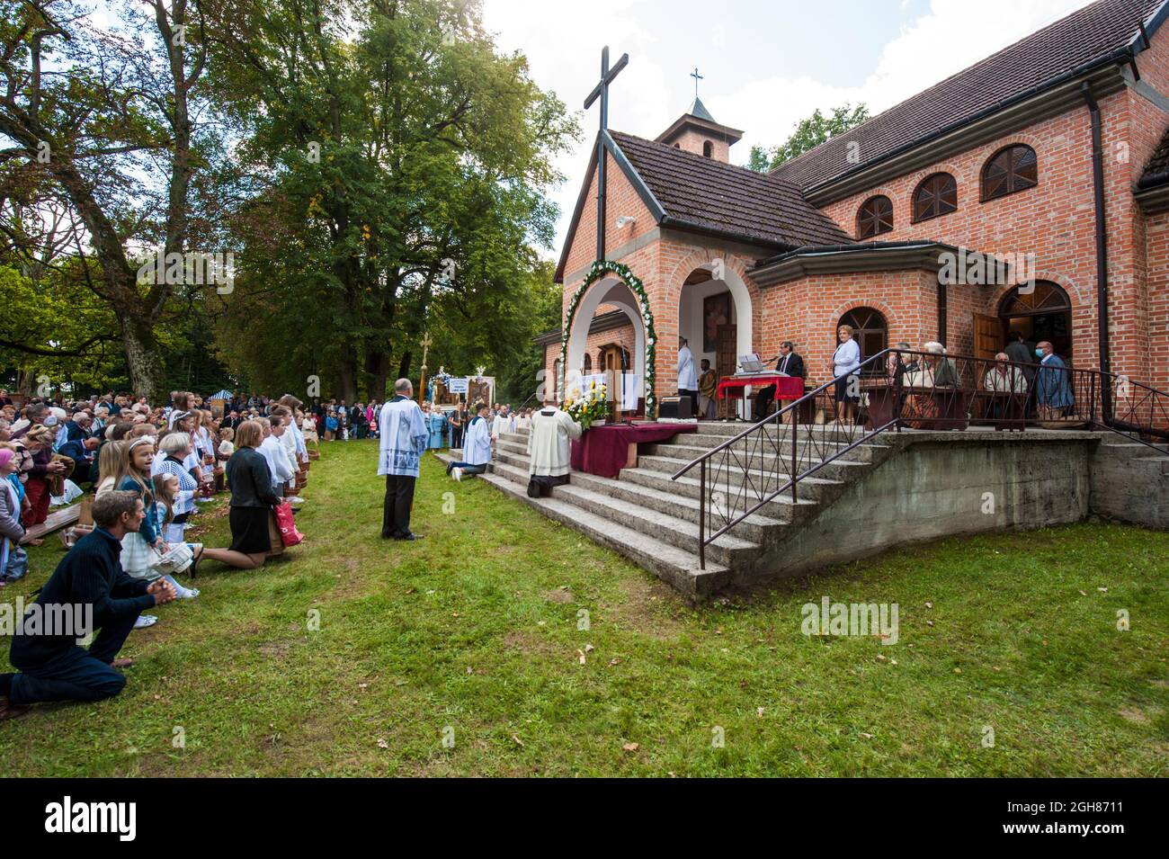 Religious celebration of Saint Rosalia in the open air at a secluded ...