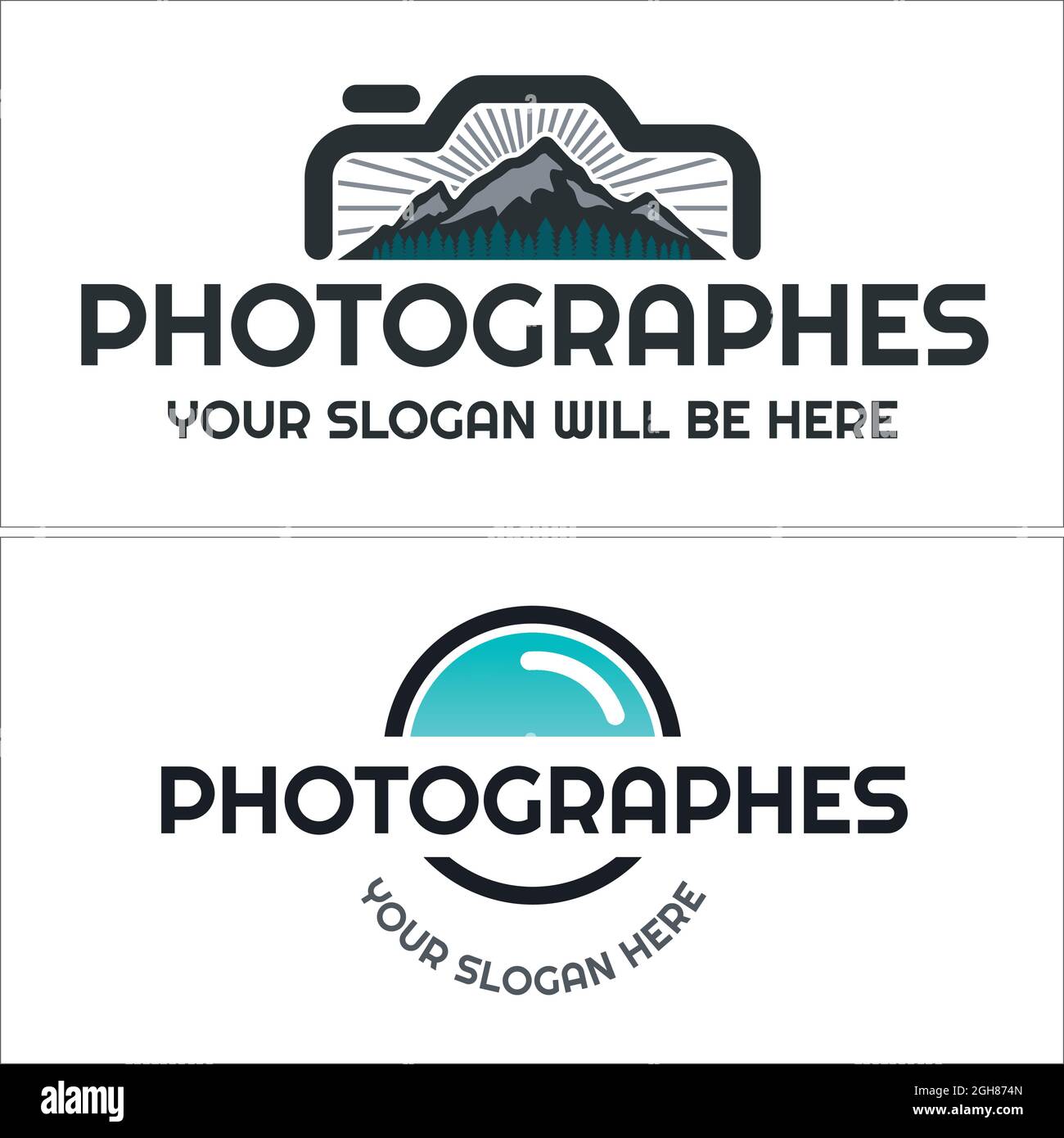 Photography camera mountain scenery logo design Stock Vector Image ...