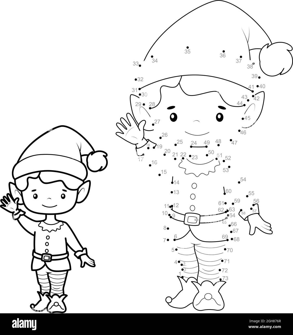 Dot to dot Christmas puzzle for children. Connect dots game. Christmas ...