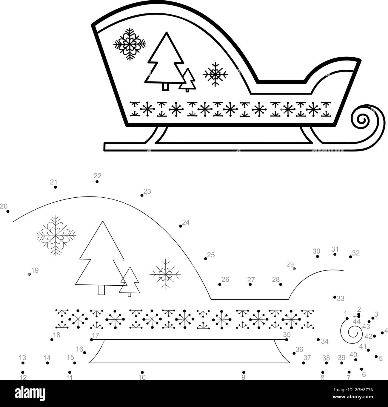 Dot to dot Christmas puzzle for children. Connect dots game. Christmas ...