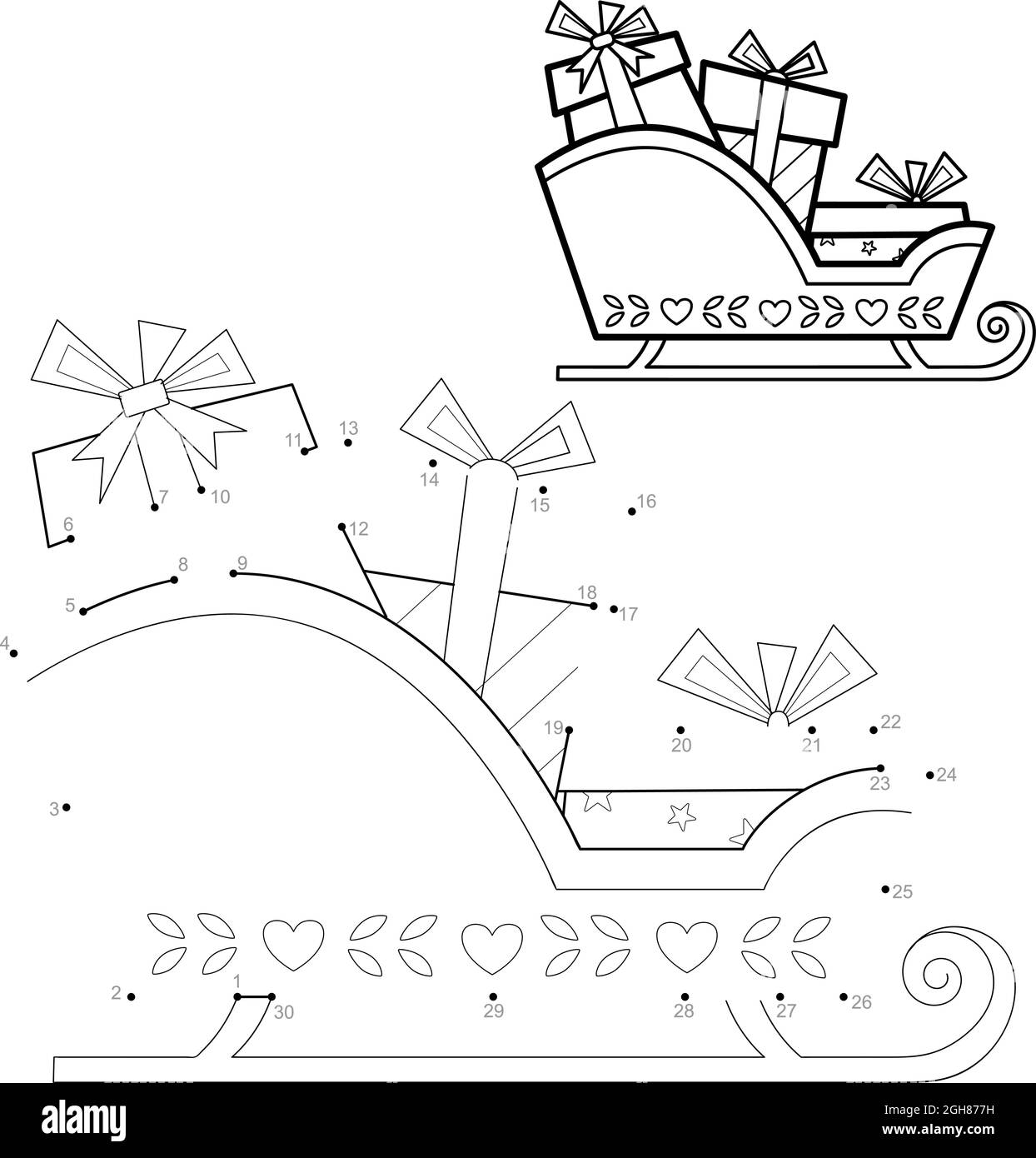 Dot to dot Christmas puzzle for children. Connect dots game. Christmas ...