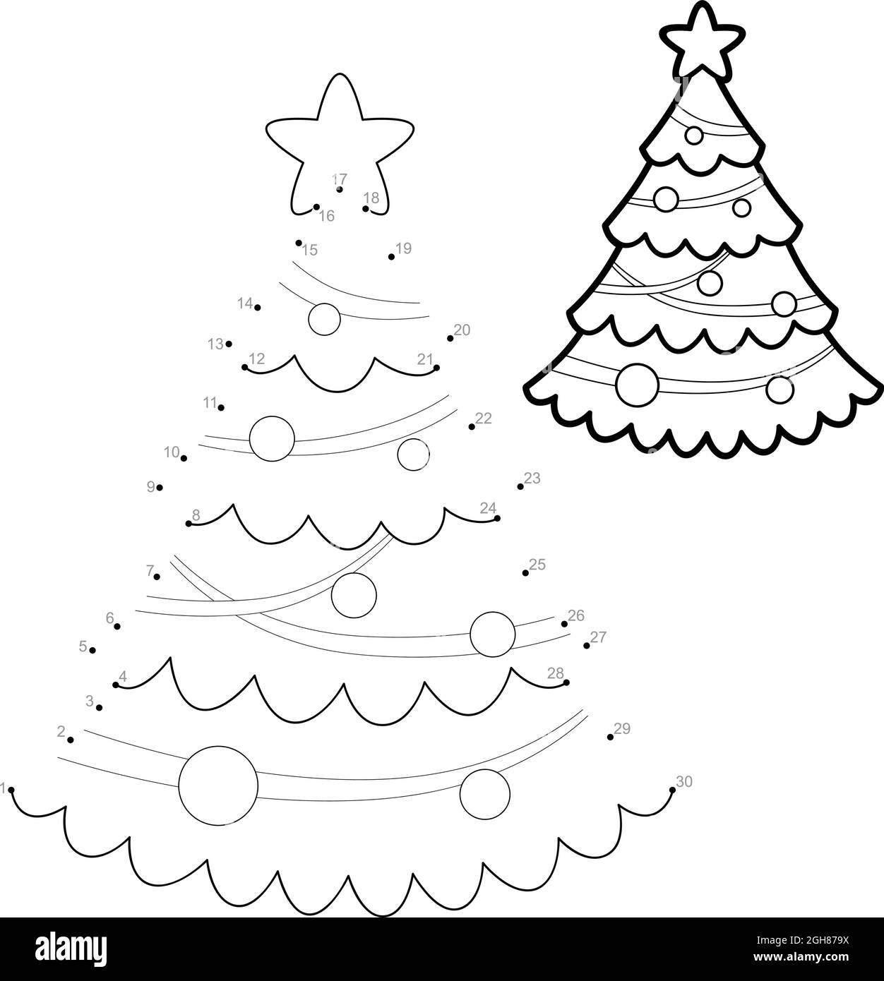 Dot to dot Christmas puzzle for children. Connect dots game. Christmas ...