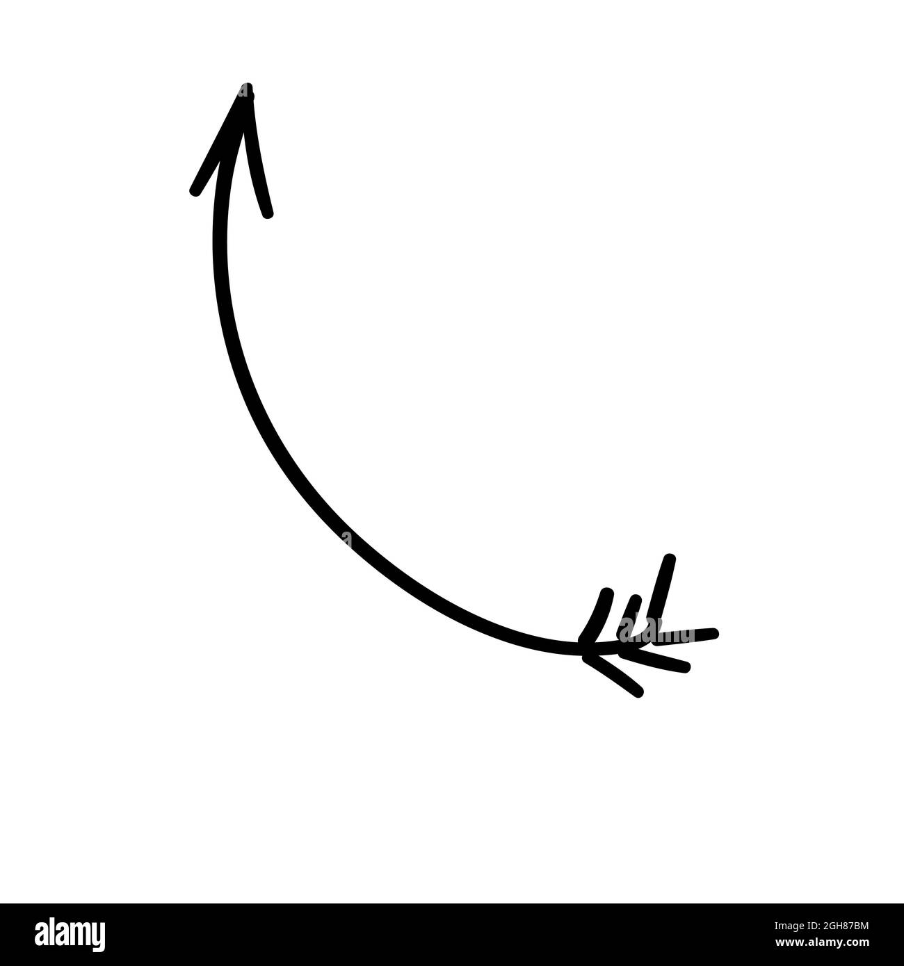 black curved arrow. doodle vector element illustration dodle element ...