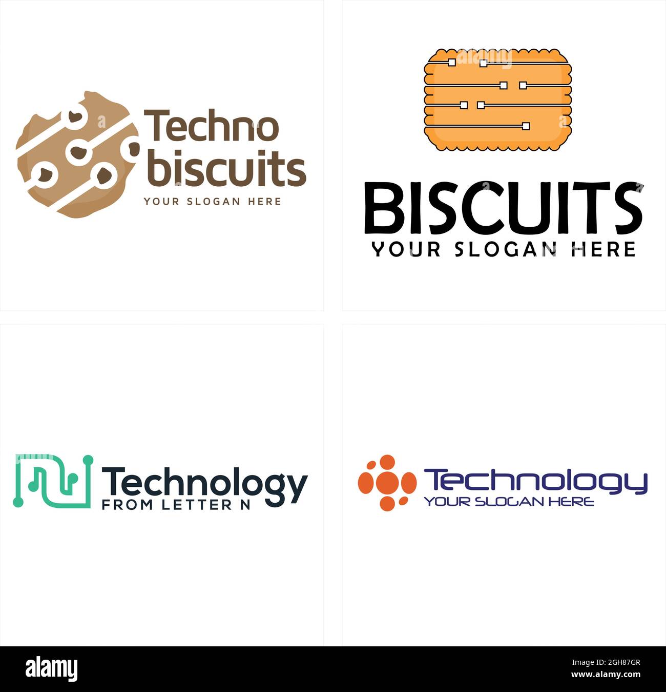 Technology biscuit cookies tech circuit logo design Stock Vector Image ...