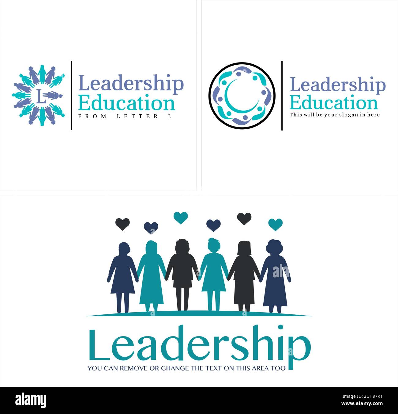 Leadership education people women care logo design Stock Vector Image ...