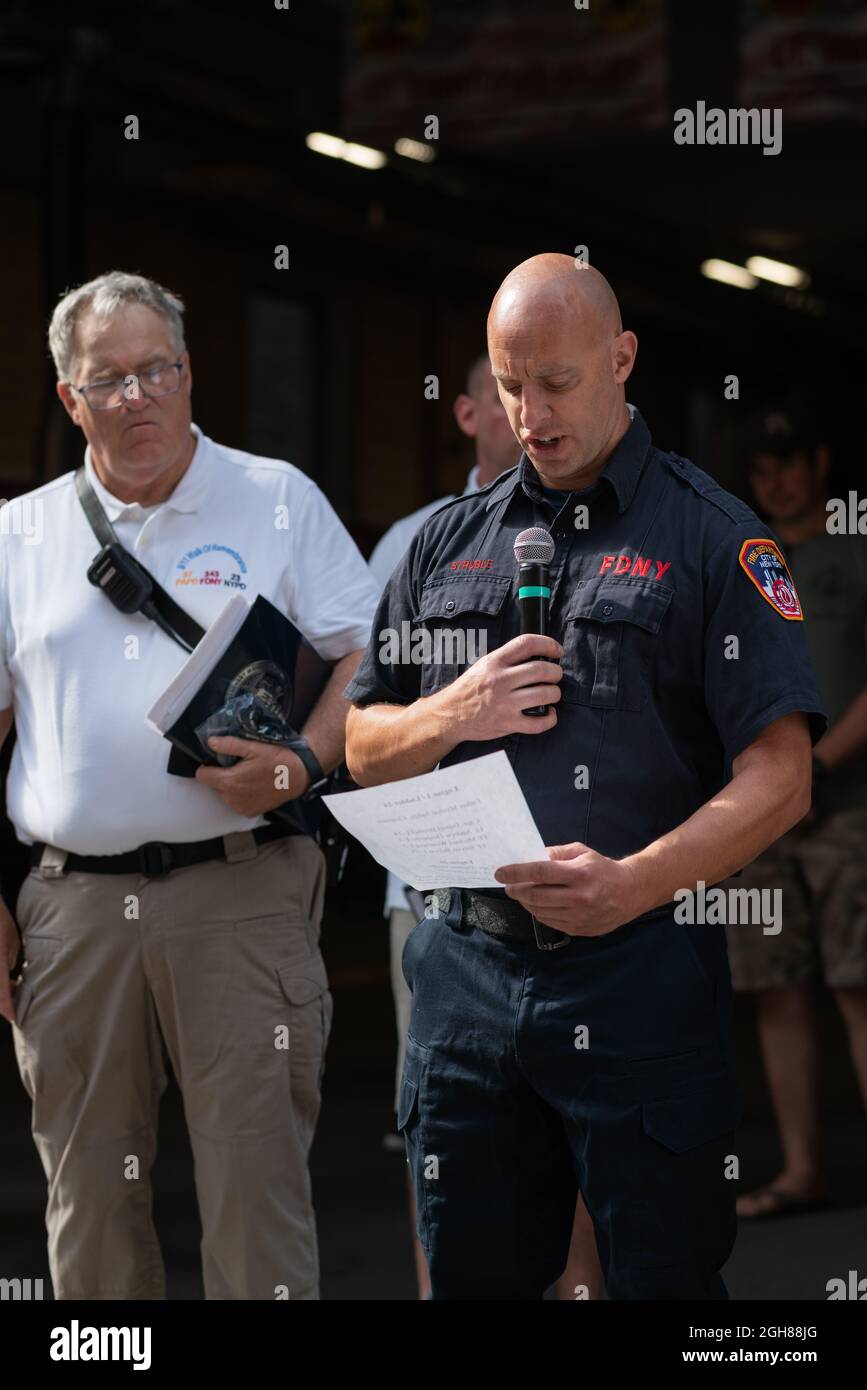 New York City, USA. 05th Sep, 2021. Members of the NYC Fire Department ...