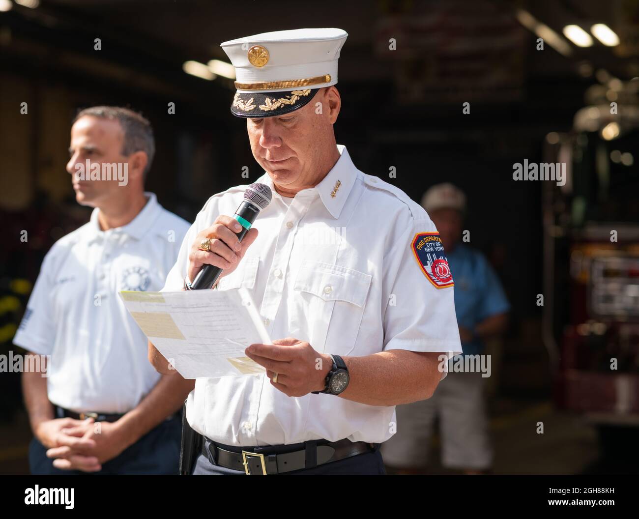 New York City, USA. 05th Sep, 2021. Members of the NYC Fire Department ...