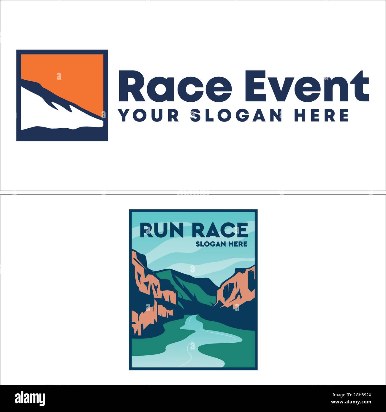 Adventure event nature mountain river logo design Stock Vector Image ...