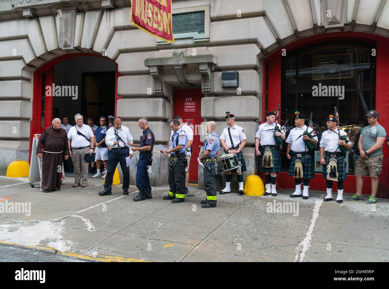 New York City, USA. 05th Sep, 2021. Members of the NYC Fire Department ...