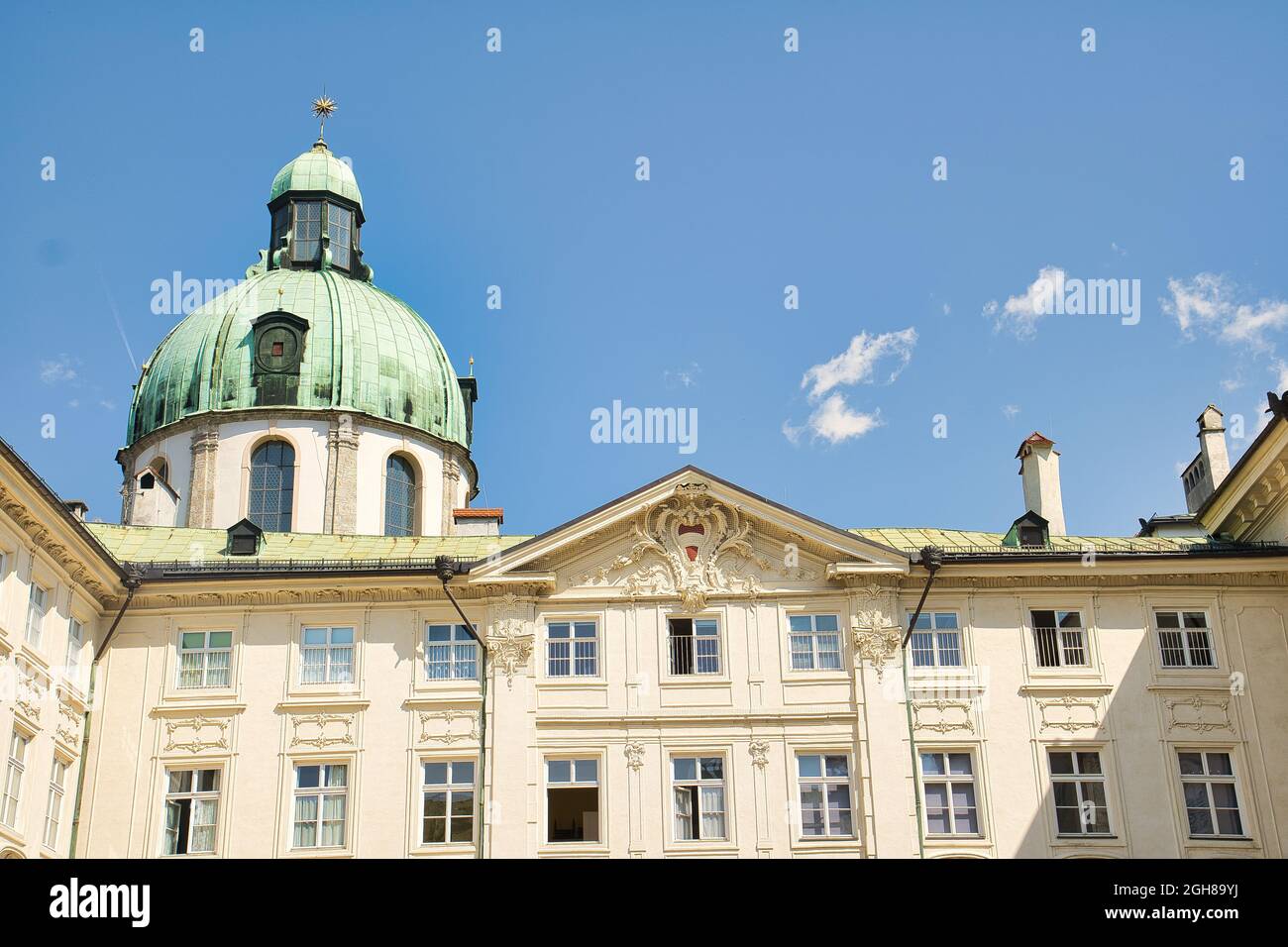 Museum Hofburg under the sunlight and a blue sky in Innsbruck, Austria ...