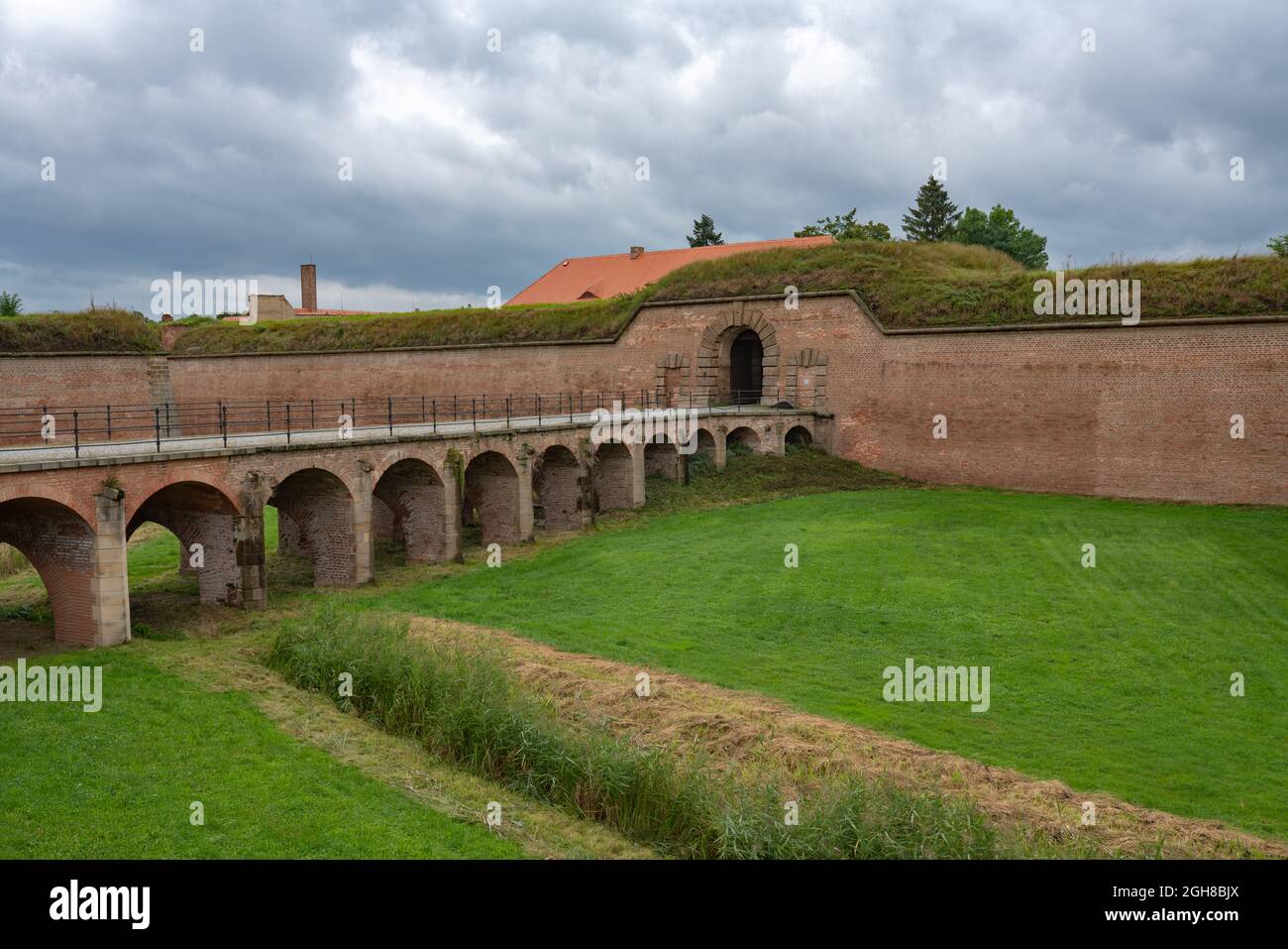 Bridge over a moat and the "Prague Gate" of the Small Fort of Terezín ...