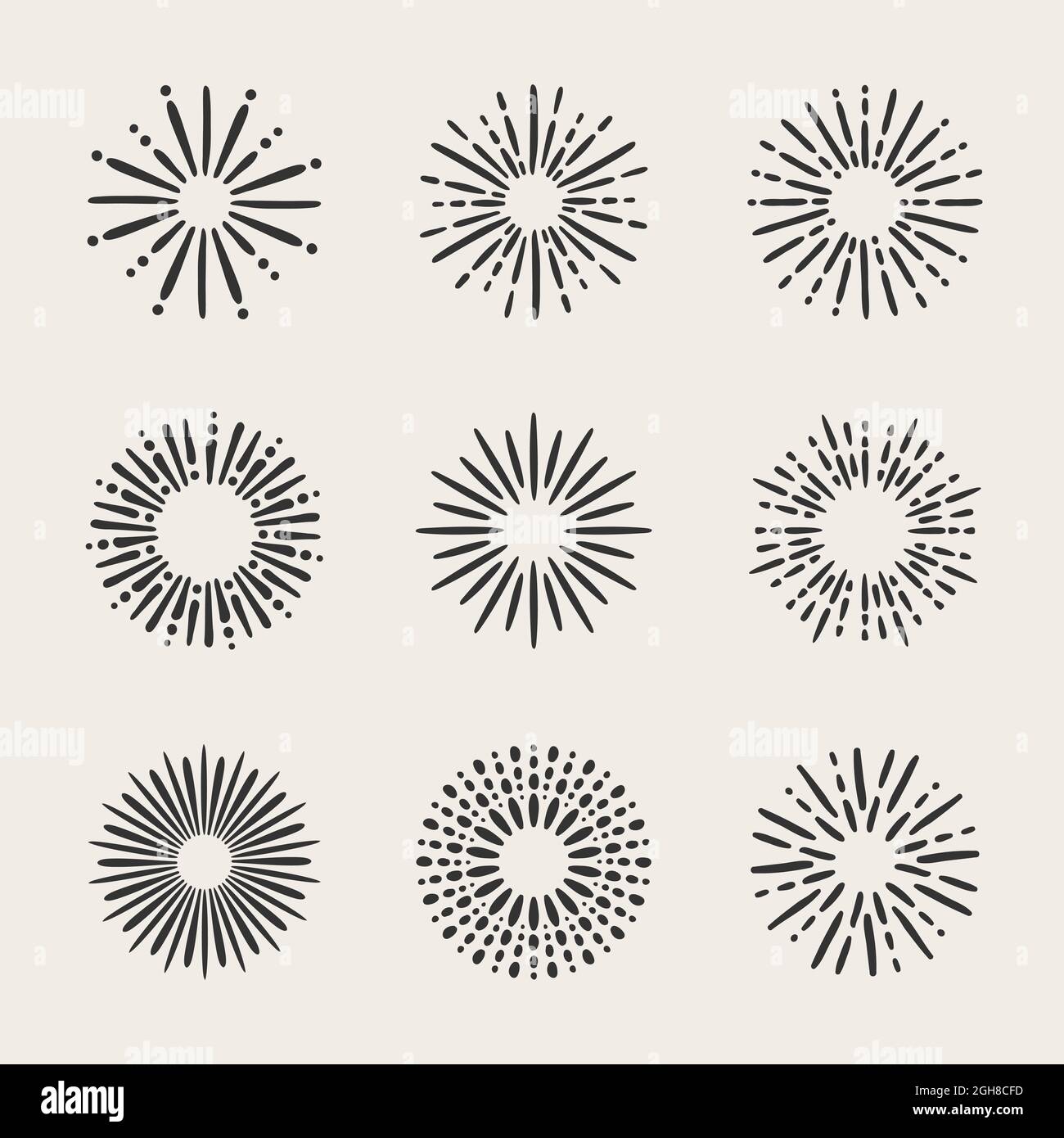 Hand drawn sunbursts set Vector illustration Stock Vector Image & Art ...