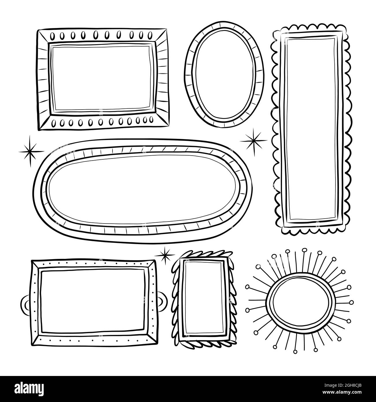 Hand drawn doodle frames set Vector illustration Stock Vector Image ...