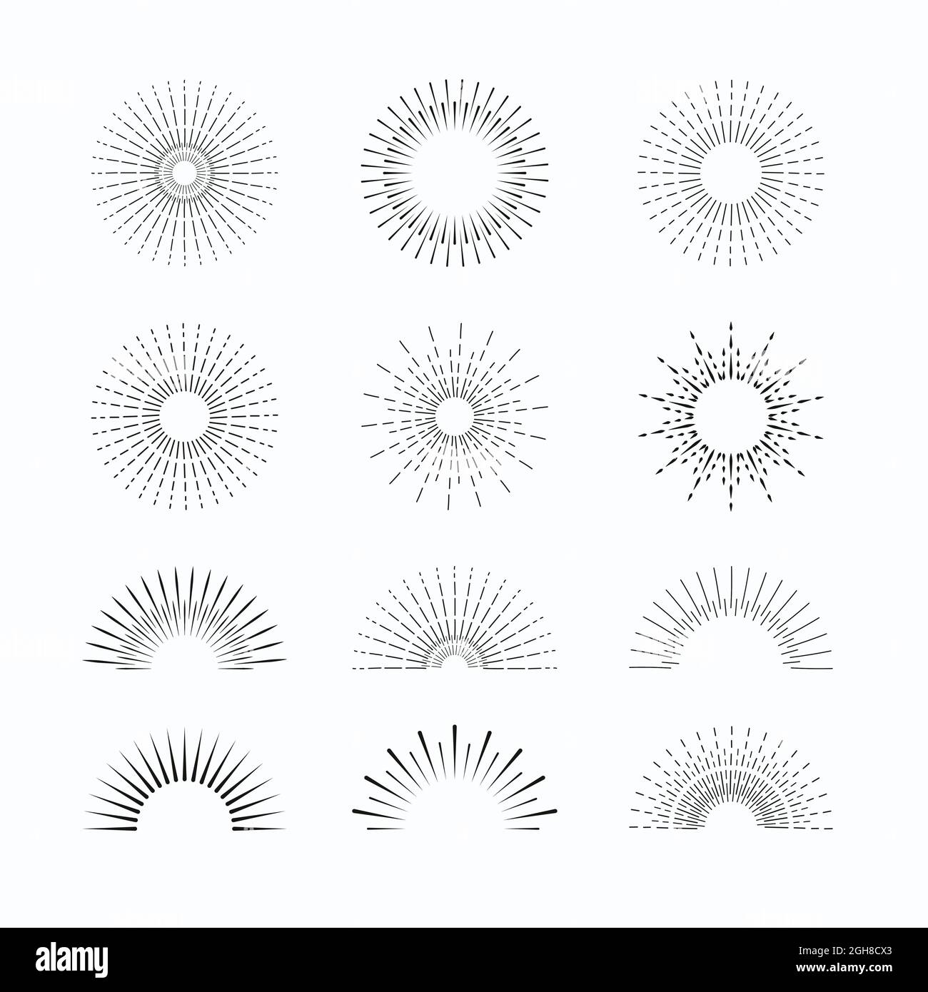 Hand drawn sunbursts set Vector illustration Stock Vector Image & Art ...
