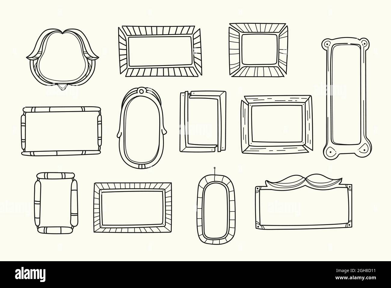 Hand drawn doodle frames set Vector illustration Stock Vector Image ...