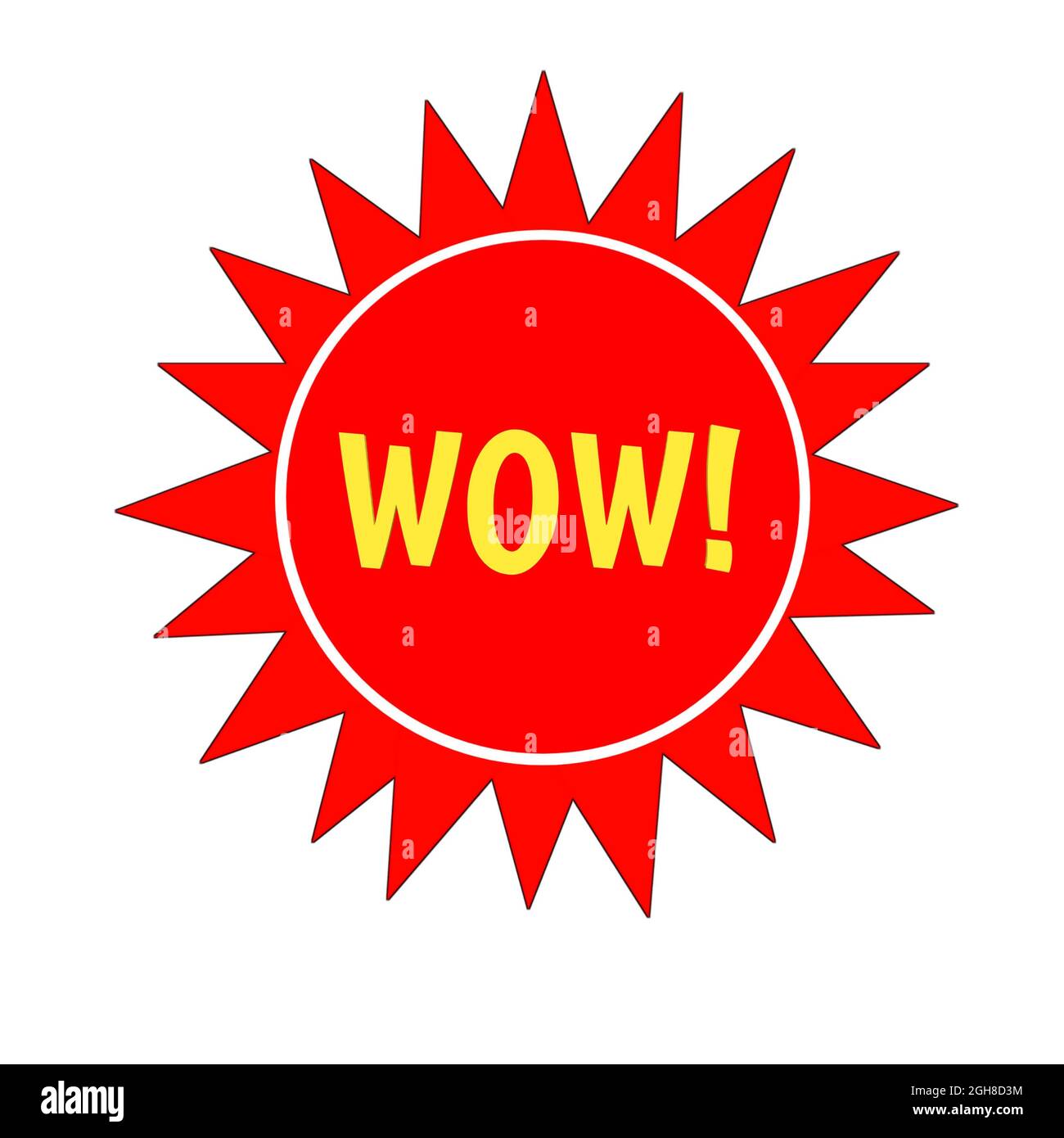 WOW message 3d speech red star label. Sticker or icon graphic in white ...