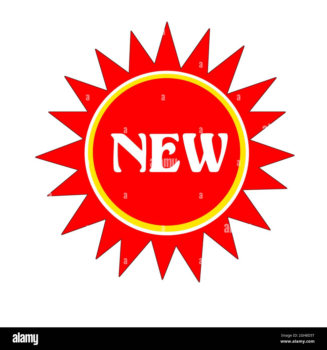 New web icon 3d. An isolated label, sticker graphic in red star in ...