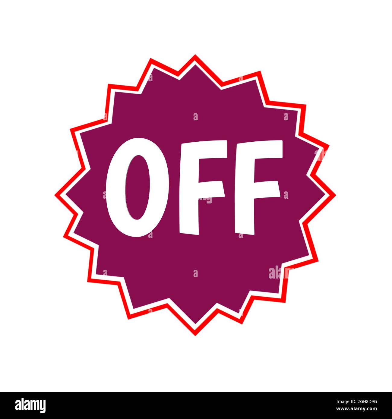 Off web icon 3d. An isolated label, sticker graphic in pink star in ...