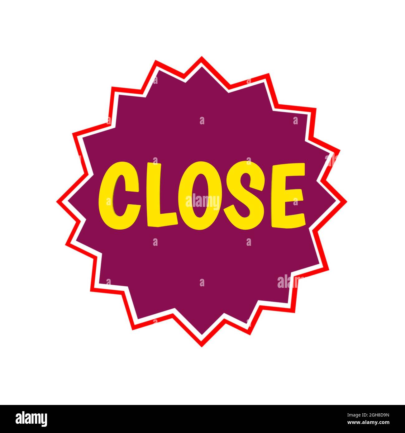 Close web icon 3d. An isolated label, sticker graphic in pink star in ...