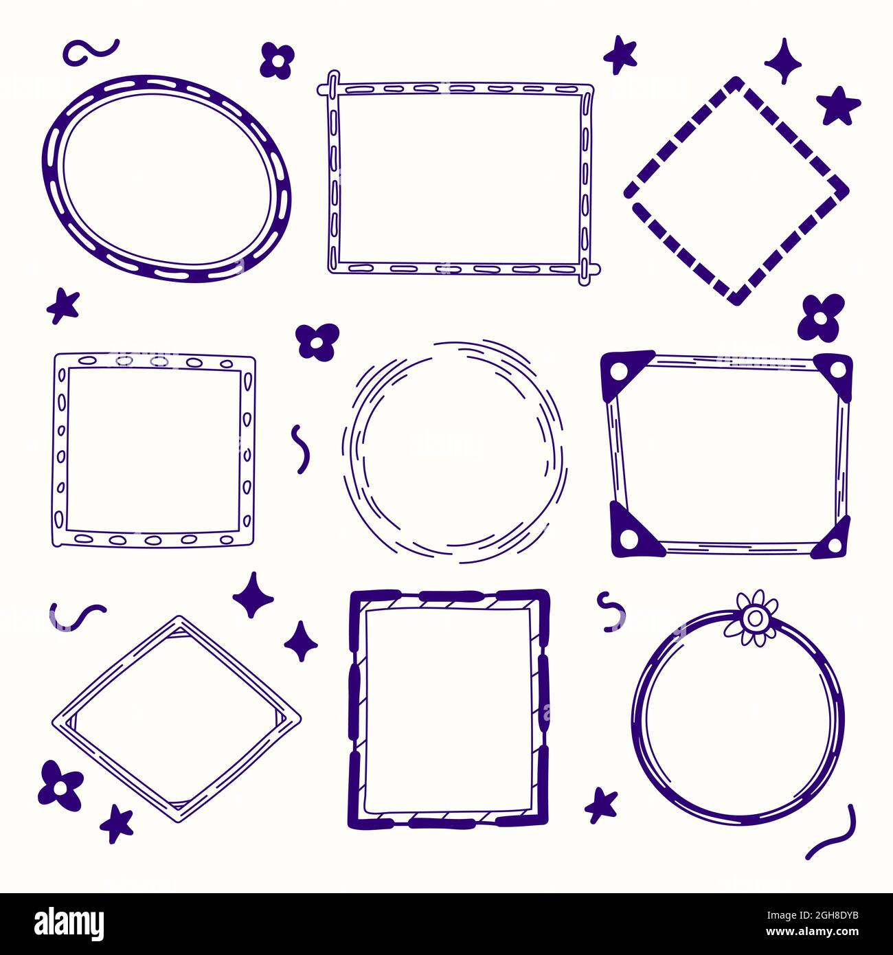 Hand drawn doodle frames set Vector illustration Stock Vector Image ...