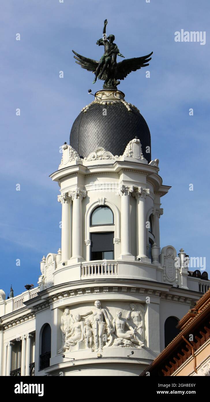 1934 architecture Cupola sculpture of winged phoenix and greek youth ...