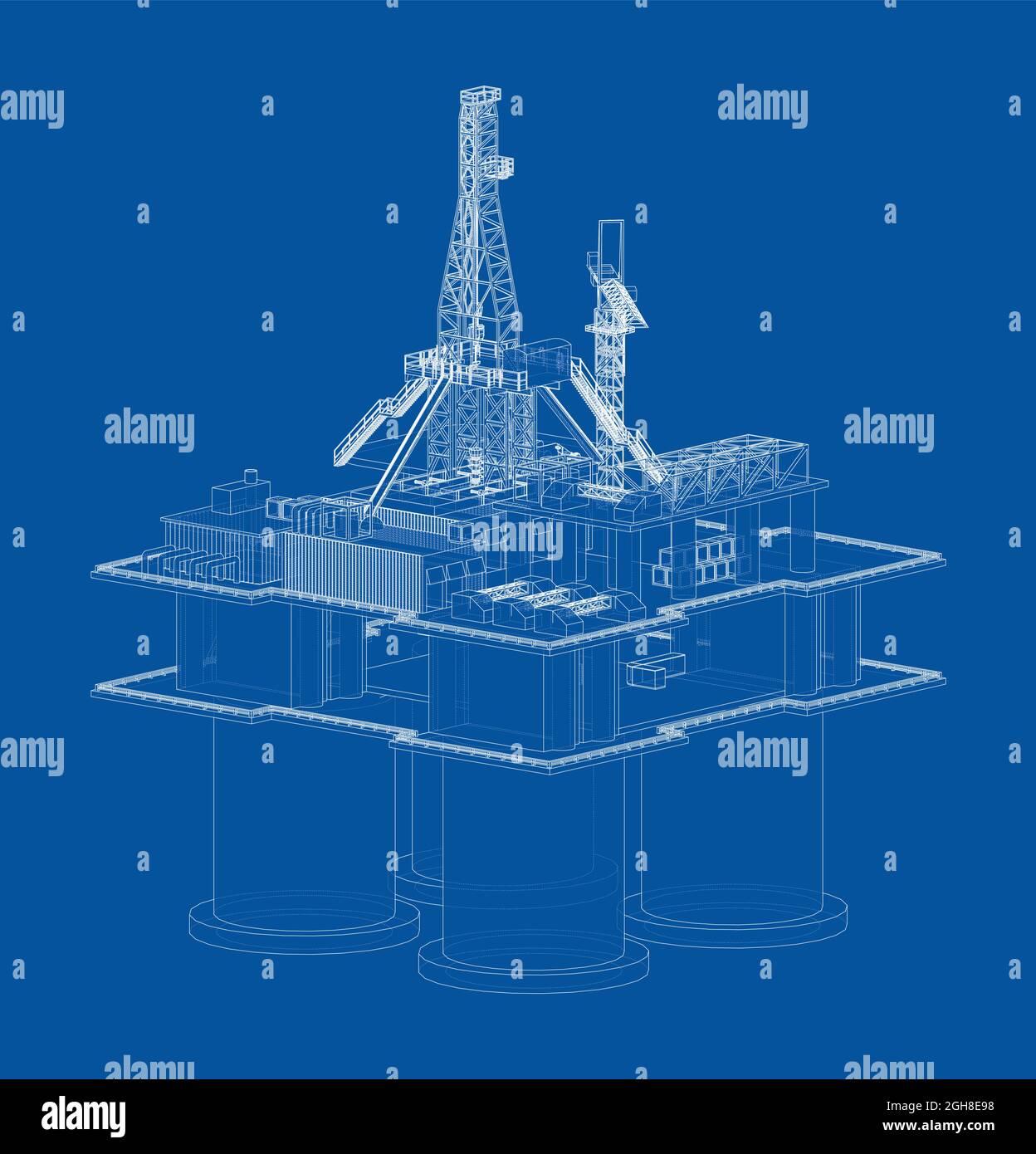 Offshore Oil Rig. Vector rendering of 3d Stock Vector Image & Art - Alamy
