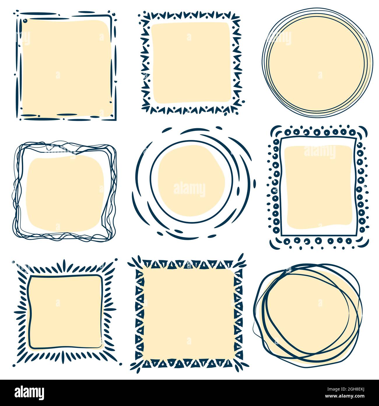 Hand drawn doodle frames set Vector illustration Stock Vector Image ...