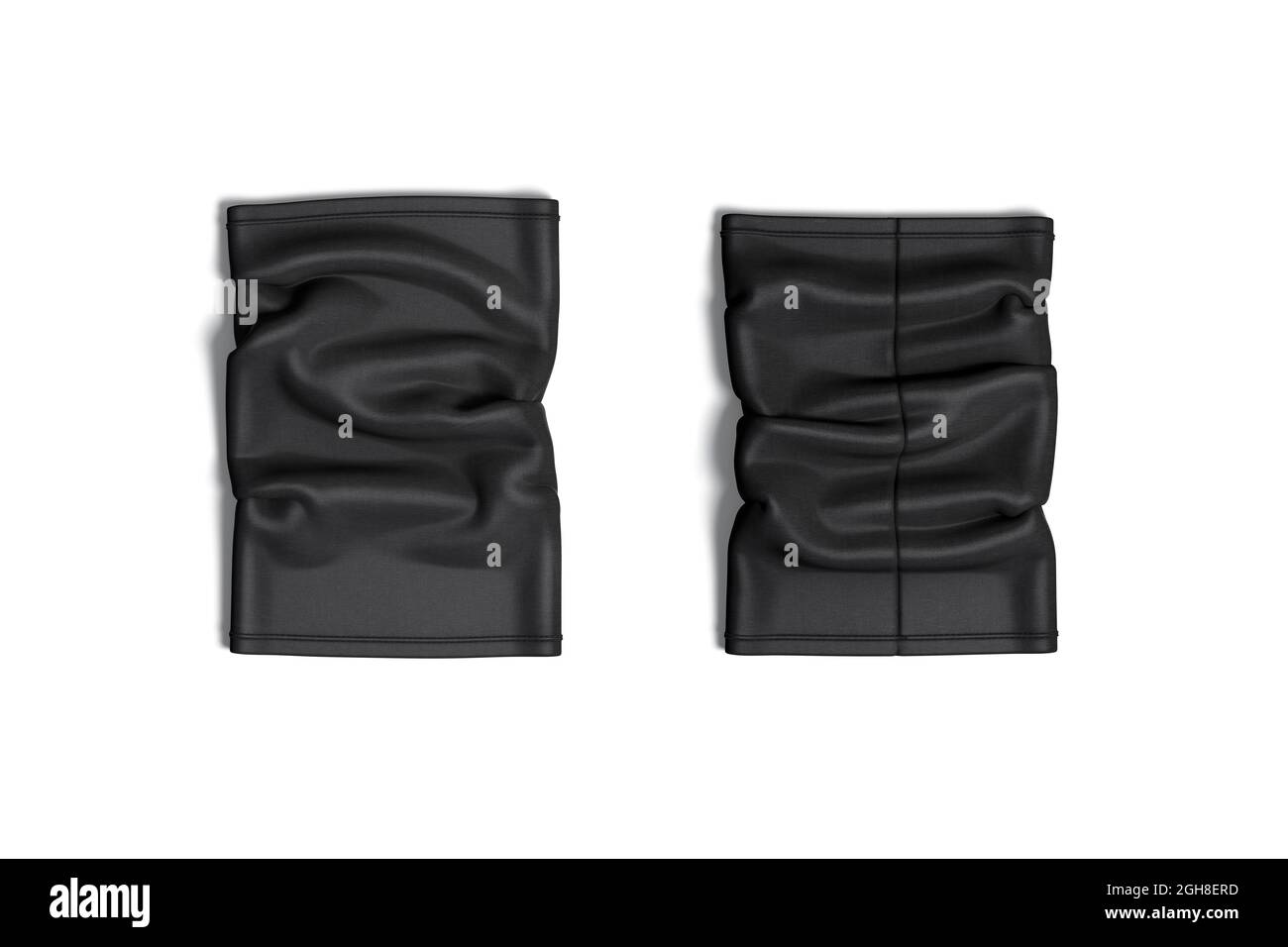 Blank black neck gaiter mockup, front and back, top view Stock Photo ...