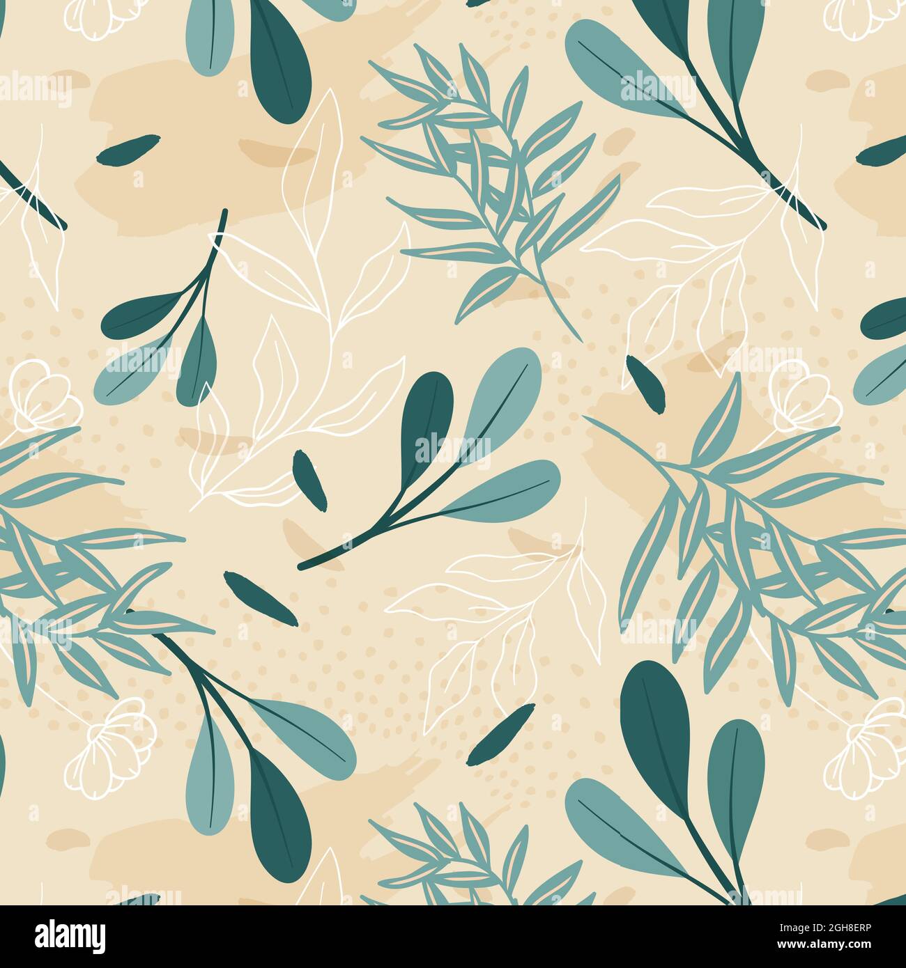 Hand drawn abstract leaves pattern Vector illustration Stock Vector ...