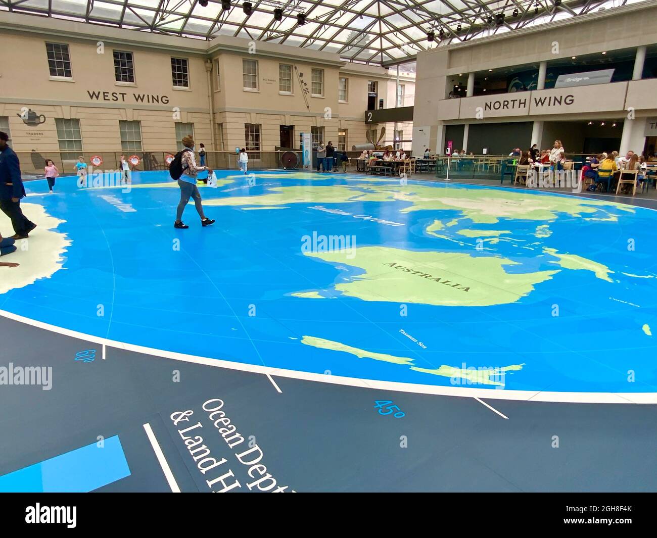 Huge world map on the floor of the National Maritime Museum, Greenwich ...