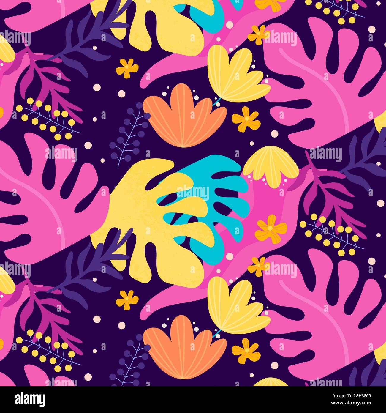 Hand drawn abstract leaves pattern Vector illustration Stock Vector ...
