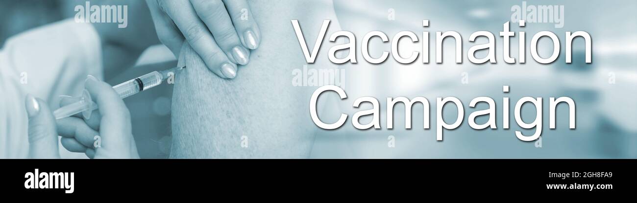 Concept of vaccination campaign with doctor giving an injection to a ...
