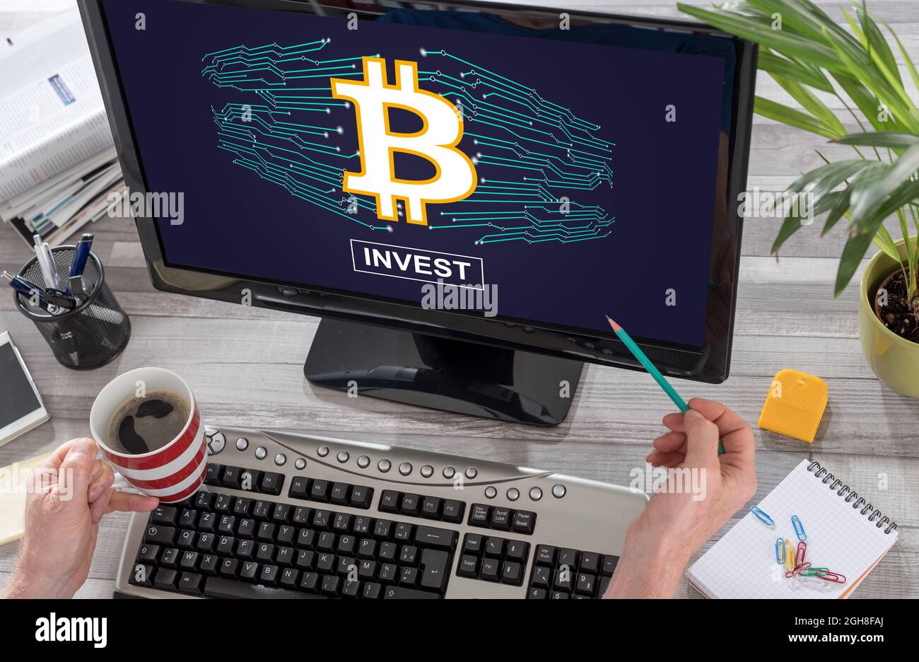 Bitcoin concept on a computer screen Stock Photo - Alamy