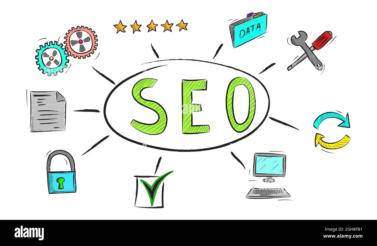 Illustration of a seo concept Stock Photo - Alamy