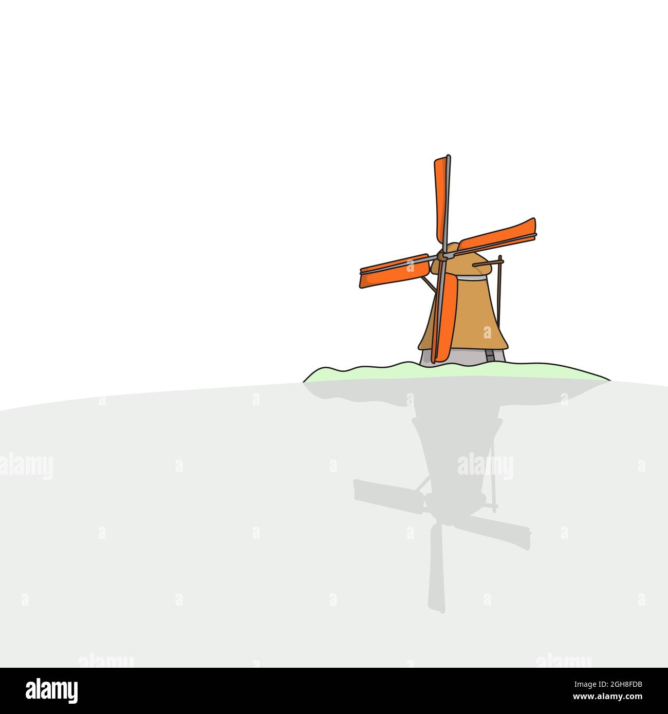 windmill in netherlands hand drawn illustration vector isolated on ...