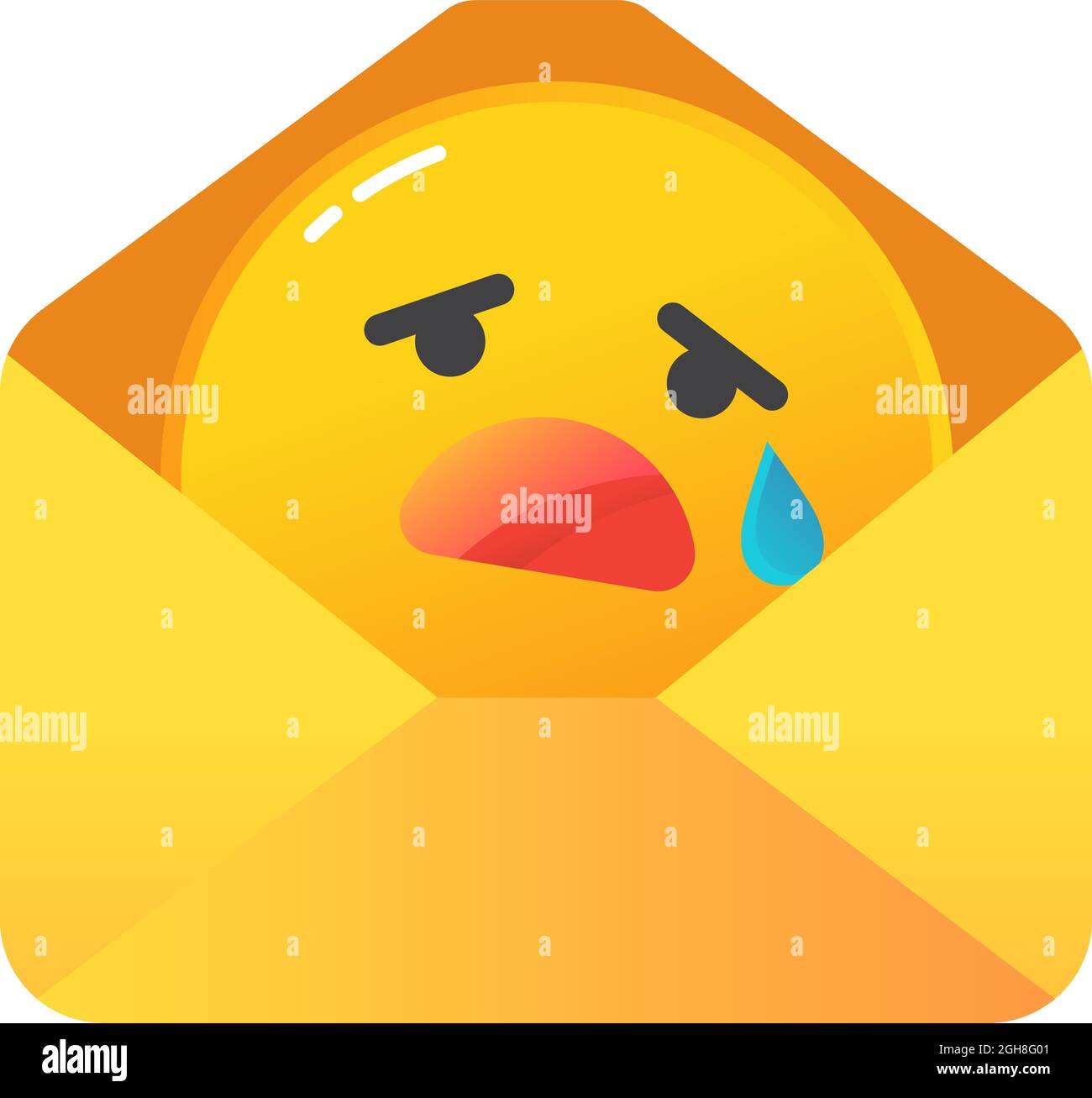 Sad cry emoticon in open mail envelope vector icon Stock Vector Image ...