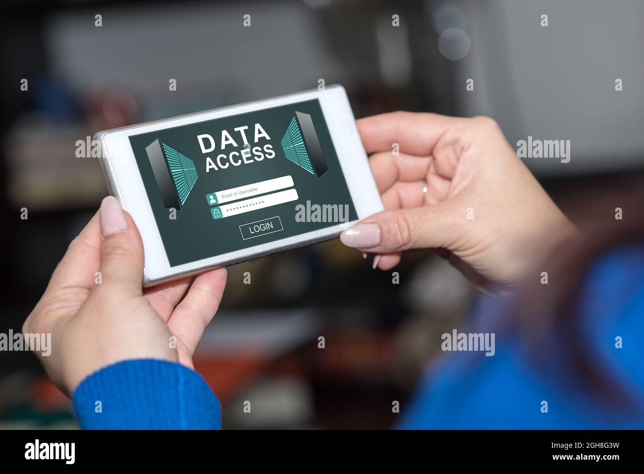 Smartphone screen displaying a data access concept Stock Photo - Alamy