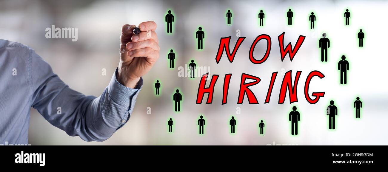 Man drawing a hiring concept Stock Photo - Alamy