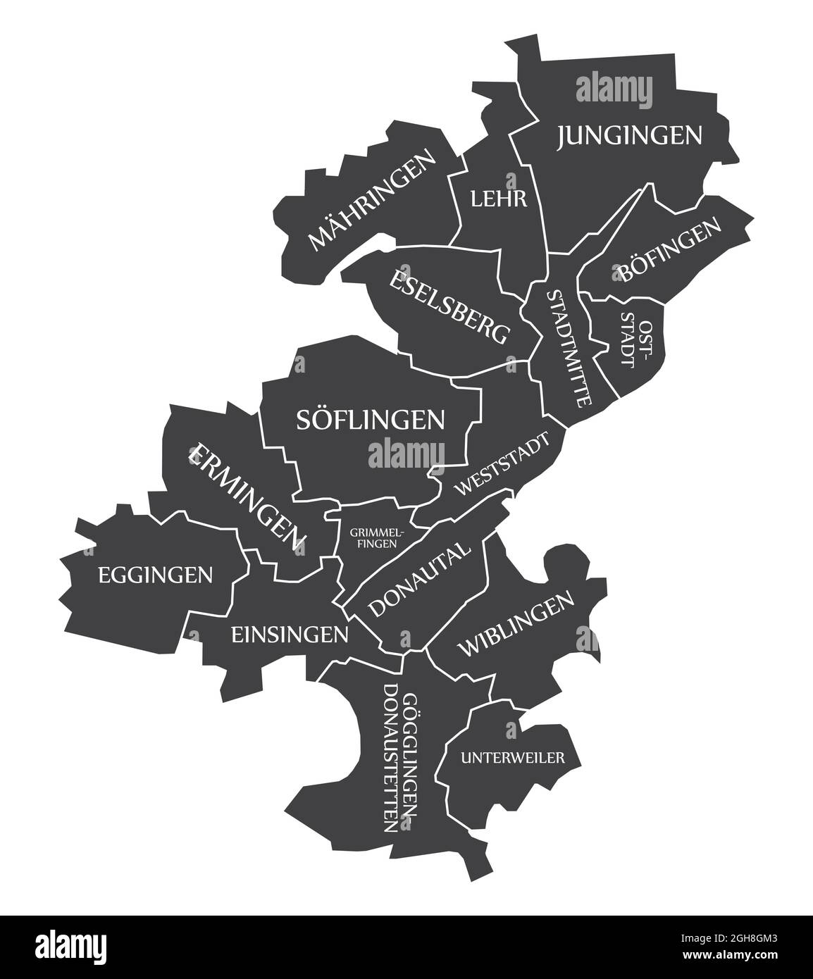 Ulm City Map Germany DE labelled black illustration Stock Vector Image ...