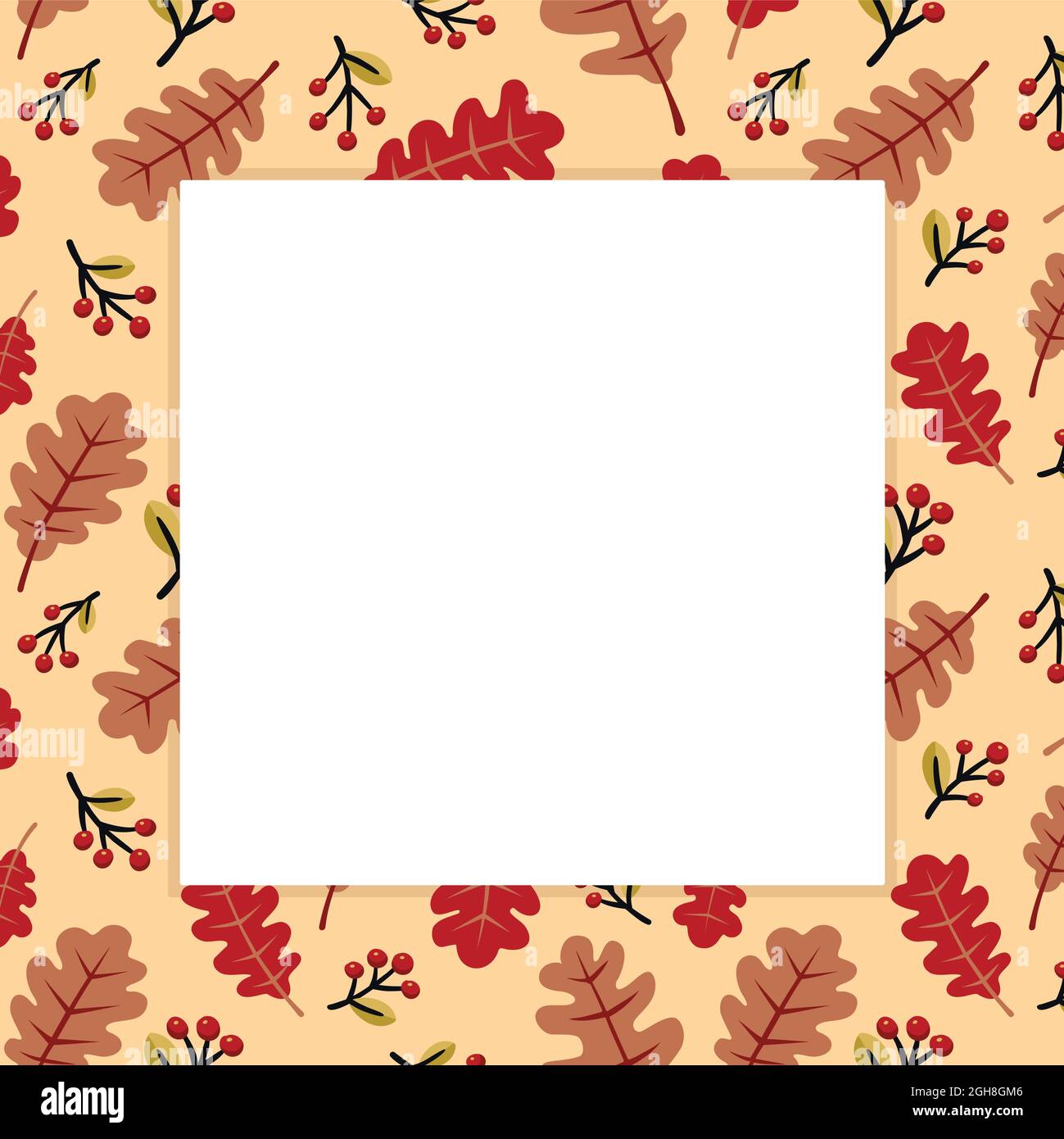 Autumn season background with square frame for free space. Vector ...